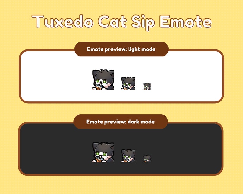 Tuxedo Sip Cat Emote | Black and White Cat Emote | Cat Emotes | Twitch ...