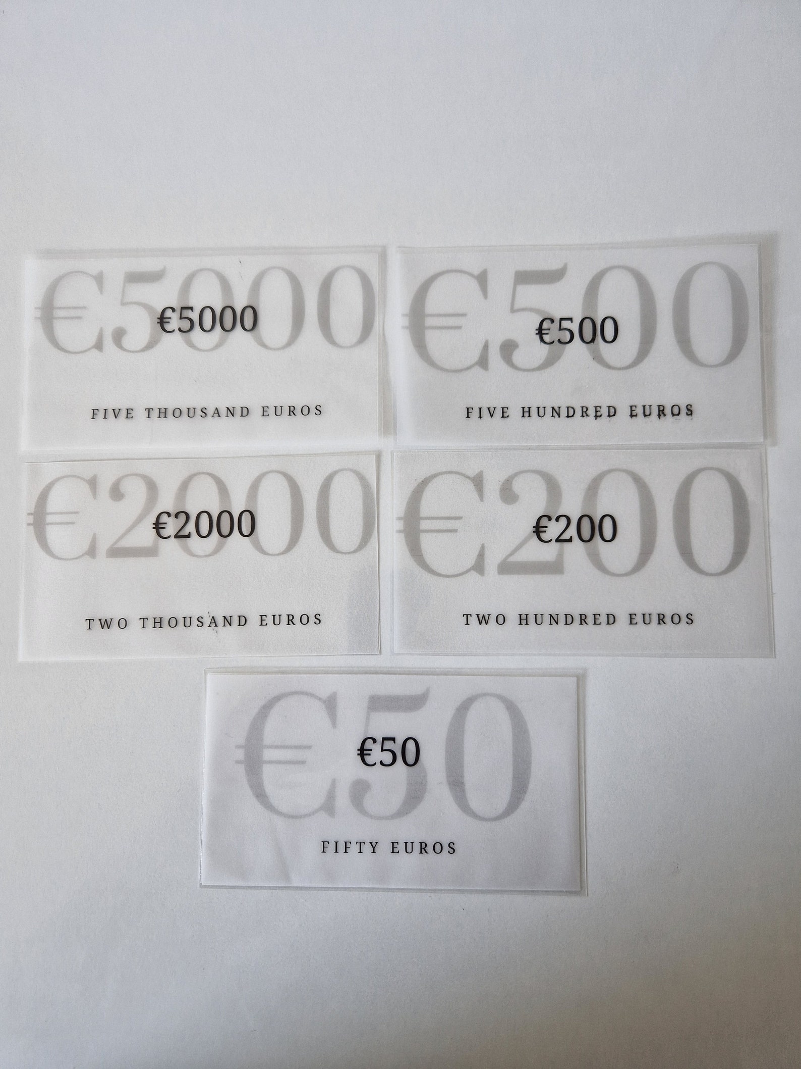Euro Prop Money Matte / Glossy | Laminated Euro Placeholder| Tijdelijke ...