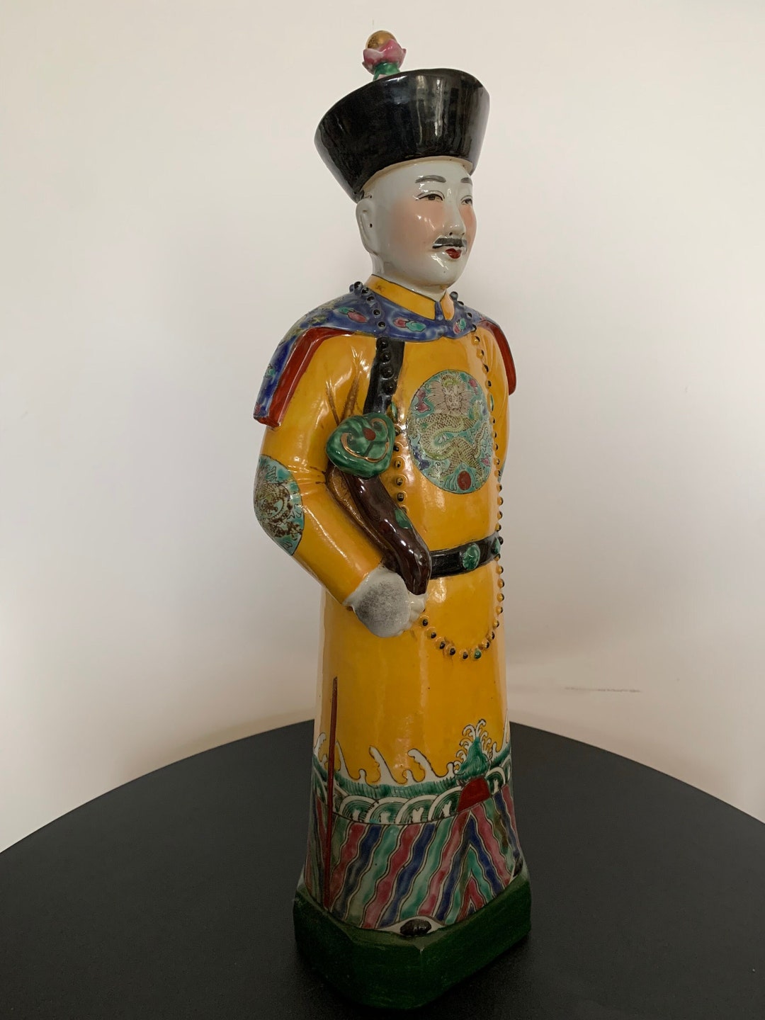 Large Chinese Statue - Porcelain - Mandarin - Polychrome. Qing Dynasty ...