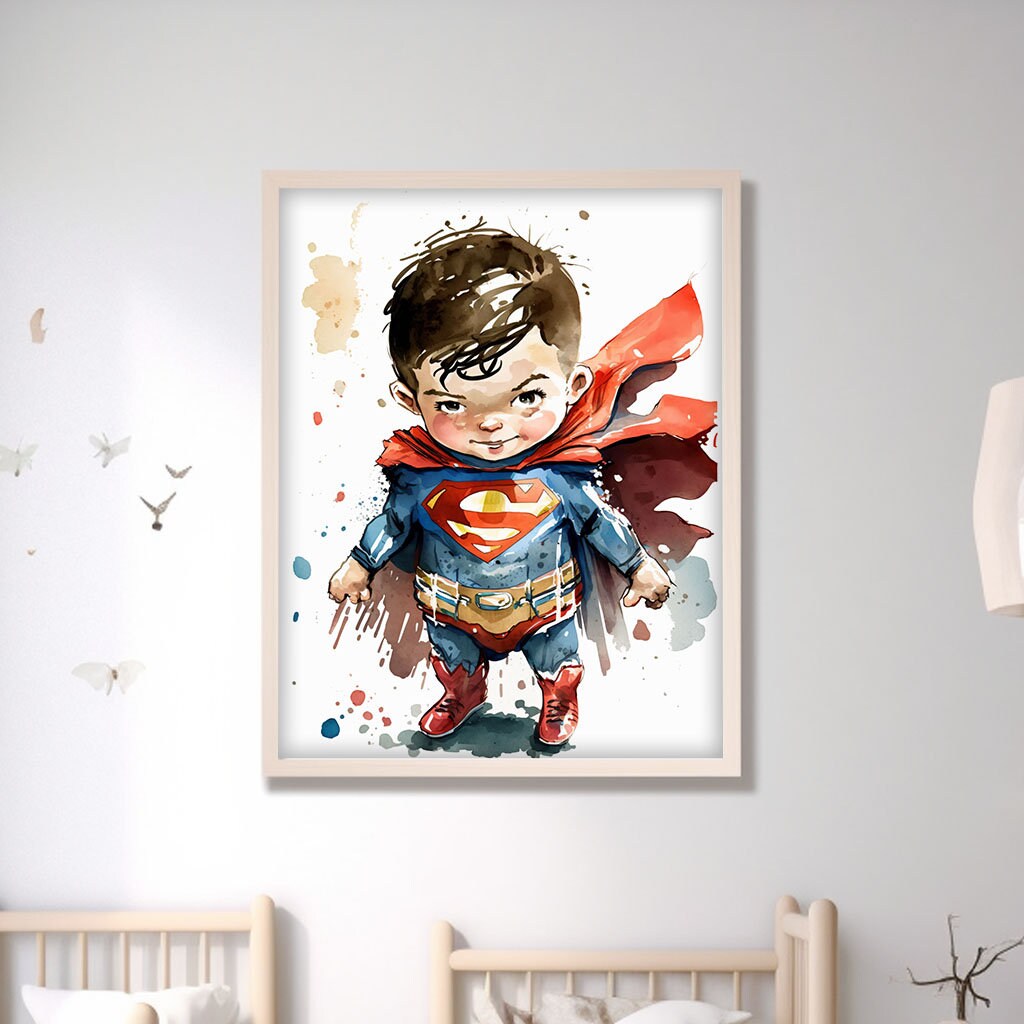 6 Superhero Watercolor Posters, Print File, High Quality, Superhero ...