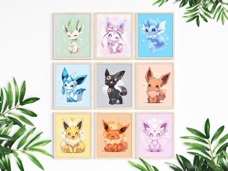 Printable Eevee Evolution Posters Cartoon Wall Art, Nursery Prints ...