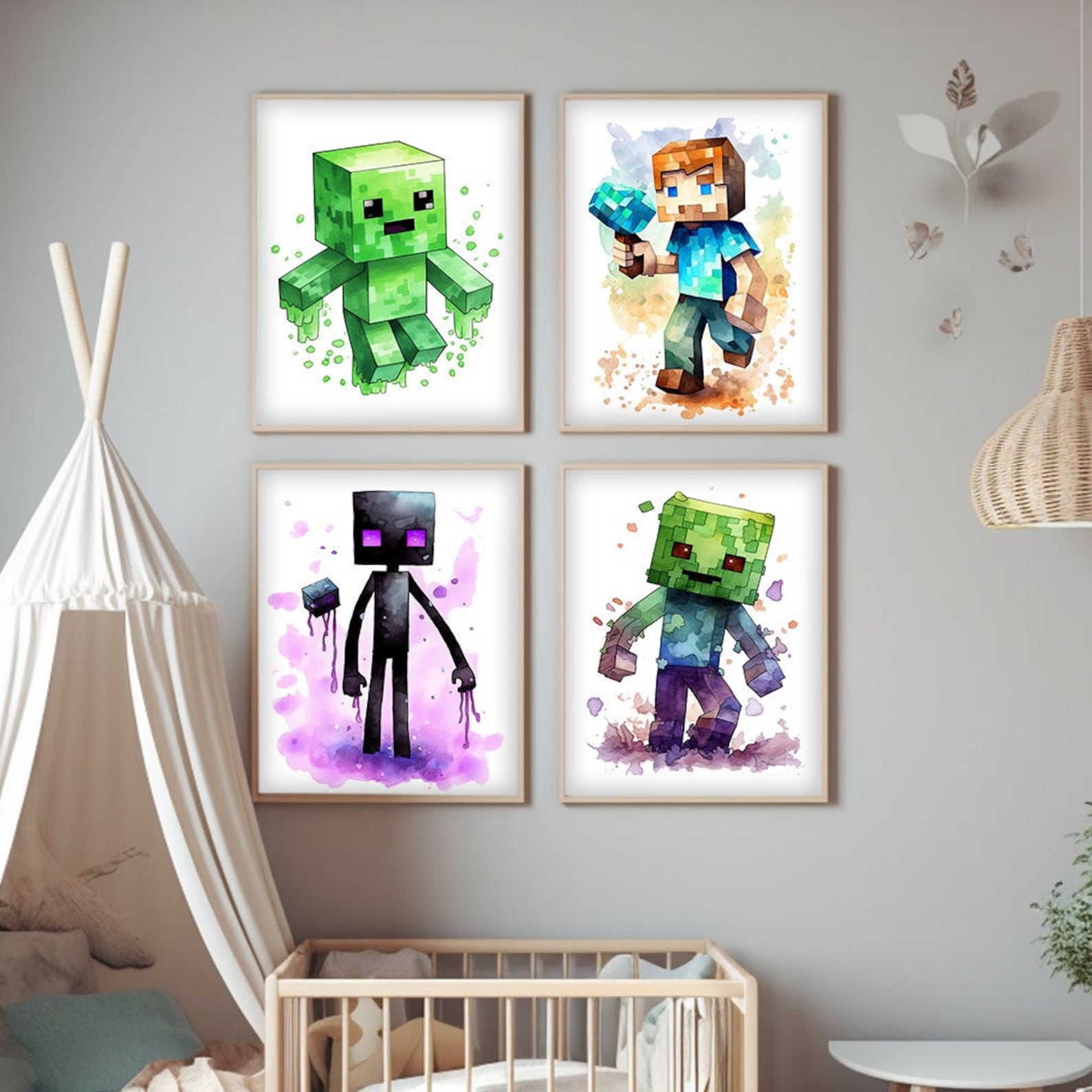 Minecraft Poster Set Minecraft Wall Art Nursery Decor - Etsy Canada