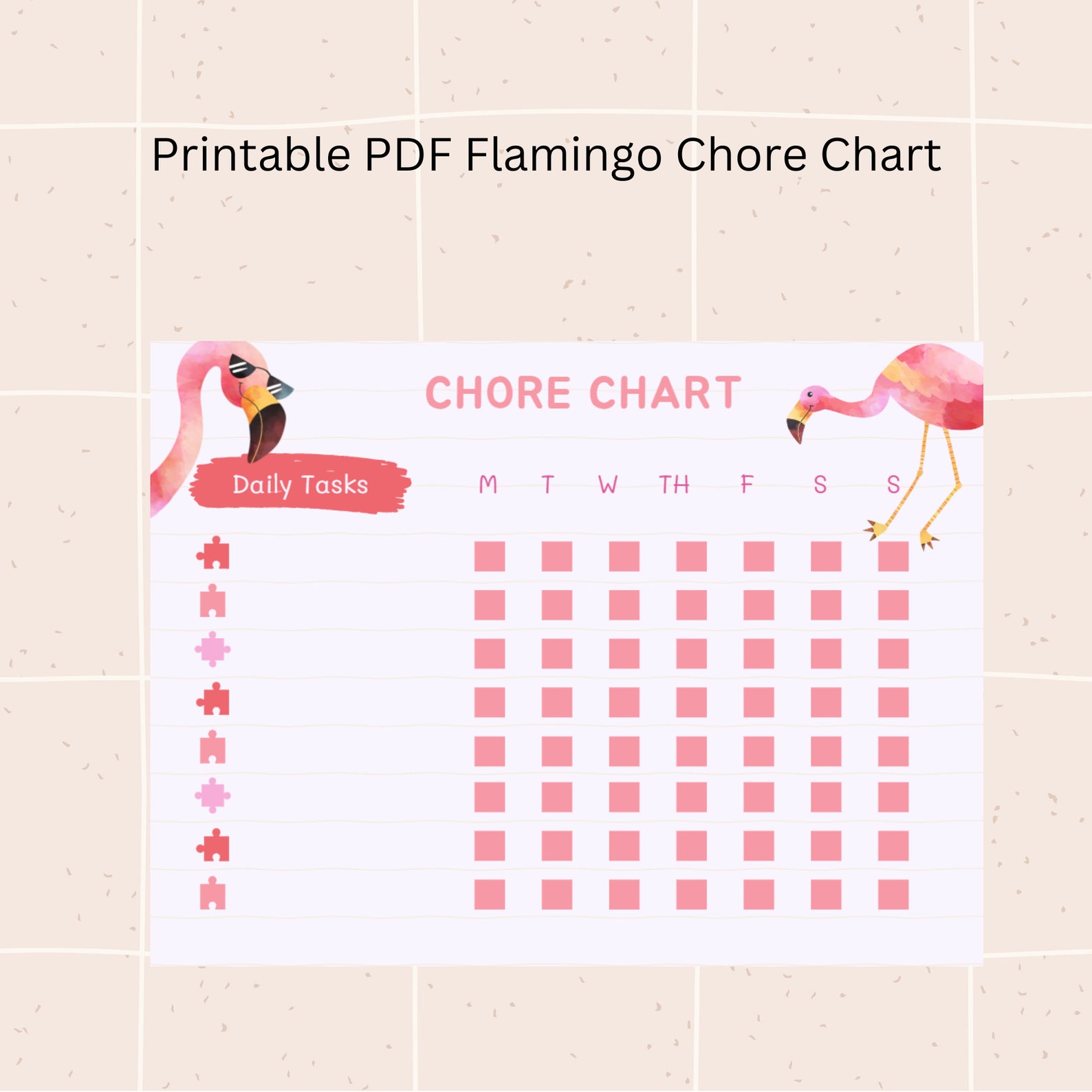 Printable Flamingo Chore Chart - Etsy