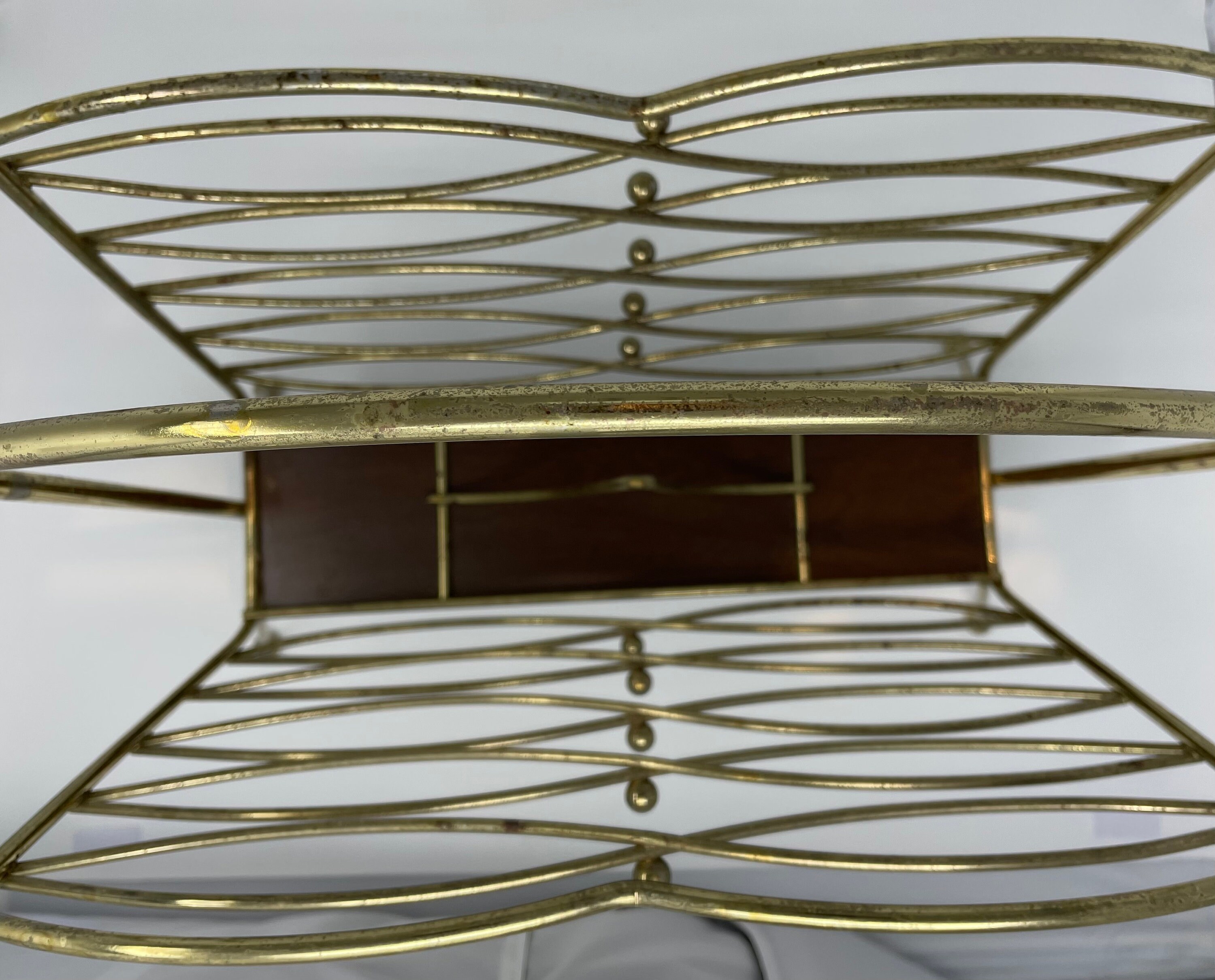 Magazine Rack Mid-century Modern Gold and Wood Grain, MCM Magazine Rack ...