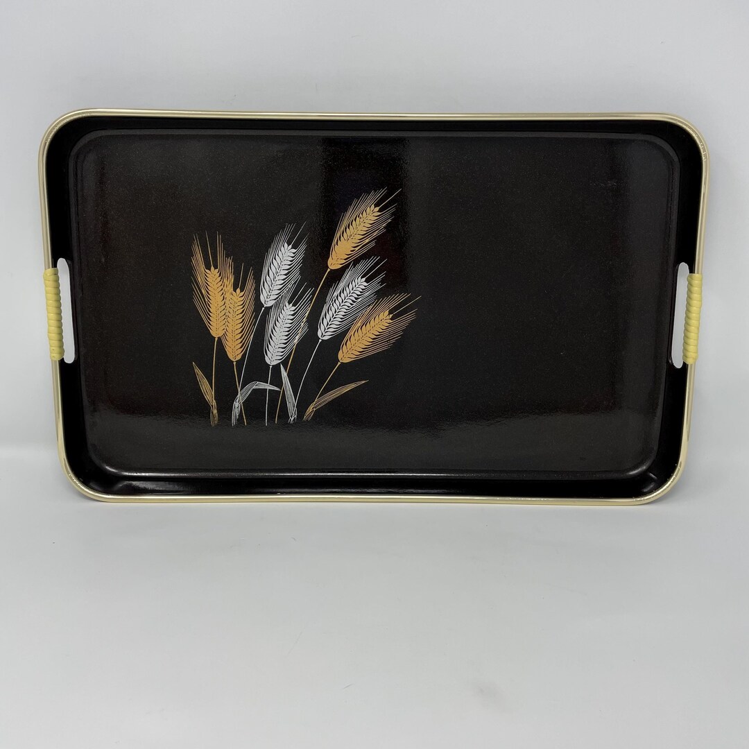 Vintage Lacquered Tray, Made in Japan Wrapped Handled Tray, Iridescent ...