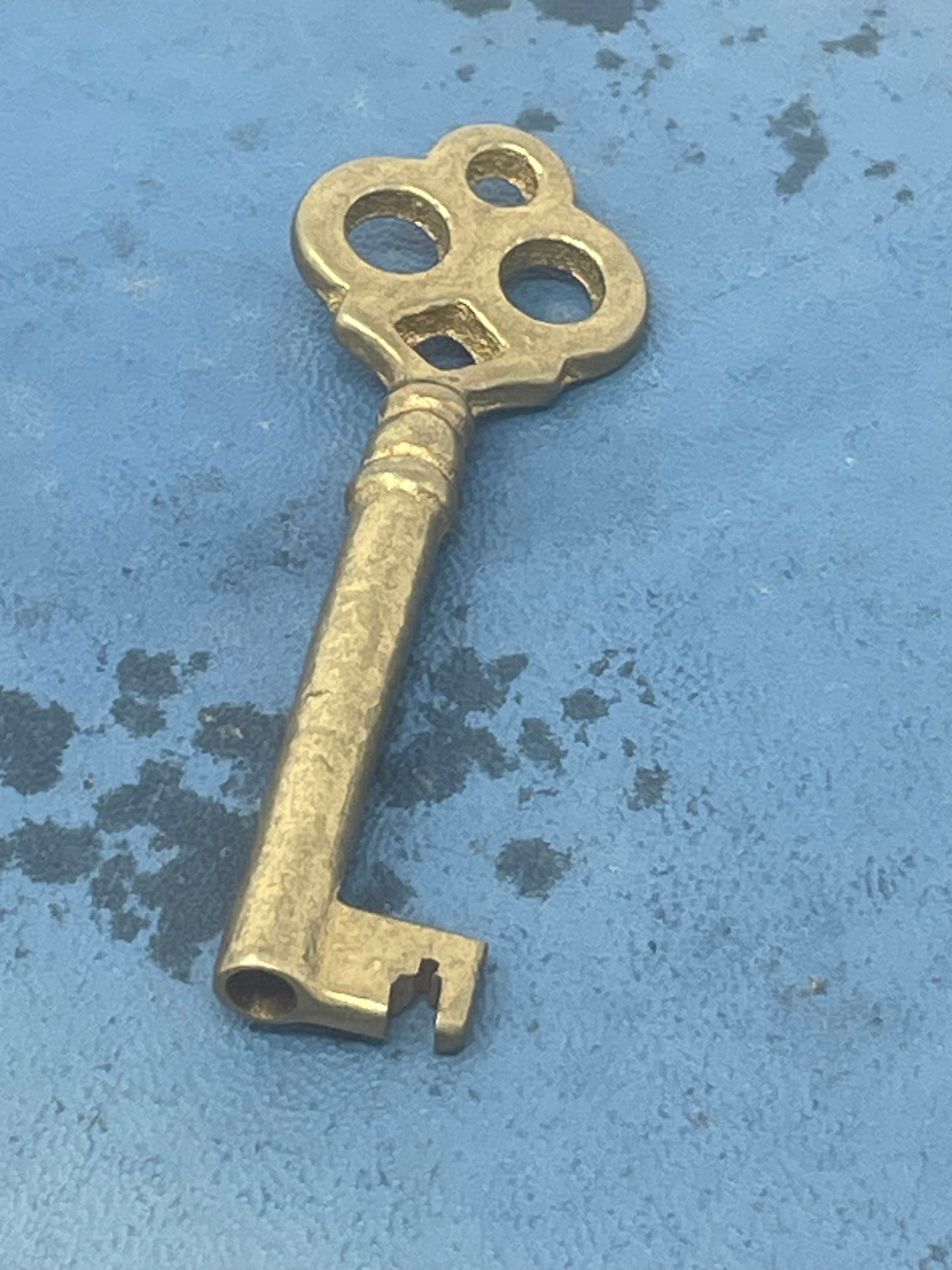 Set of 3 Vintage Solid Brass Keys Unpolished, Brass Skeleton Key, Brass ...