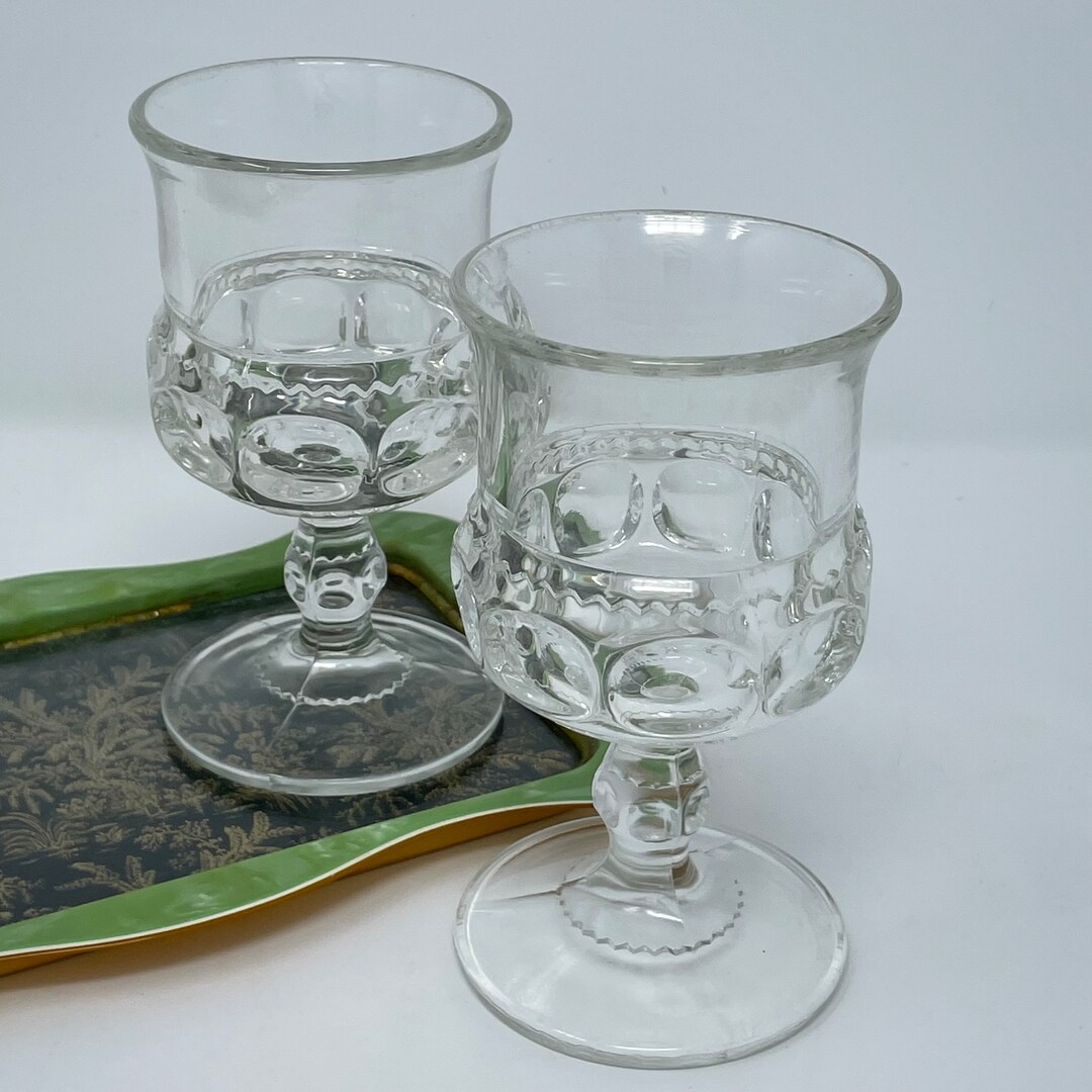 Set of 2 Kings Crown Clear Goblets, Vintage Goblets, Tiffin Goblets ...