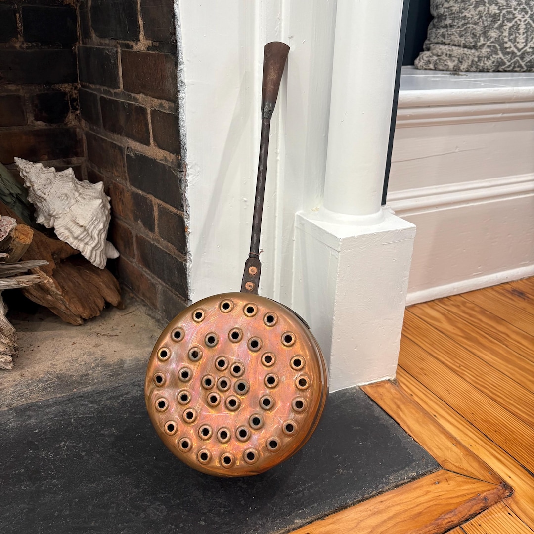 Antique Italian Copper Chestnut Roaster or Bed Warmer 1800's, Primitive ...