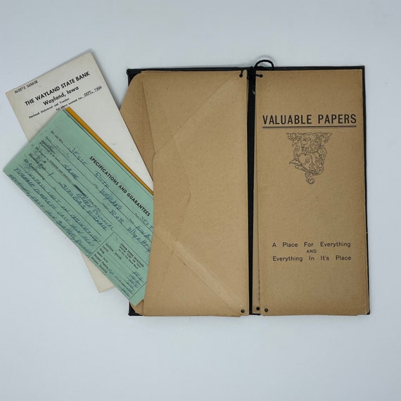 1940's Valuable Papers Black Leather Wallet, vintage … - Gem