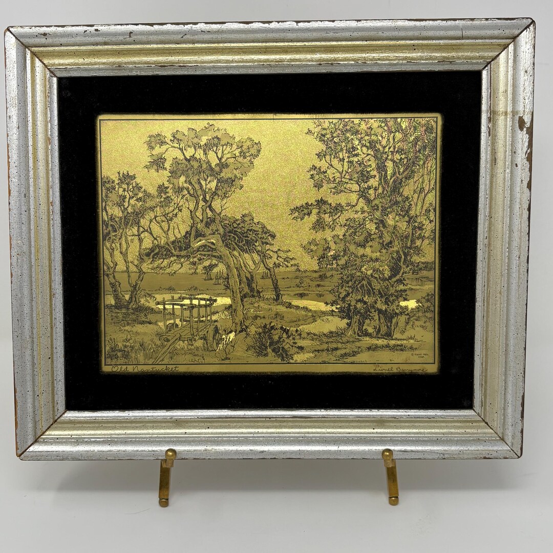 Vintage Nantucket Foil Etching by Lionel Barrymore in Gilt Frame - Etsy