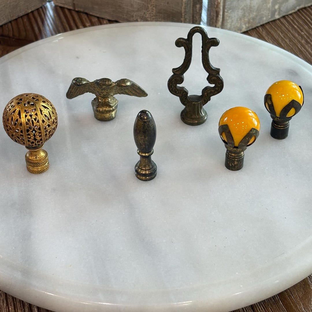 Vintage Lamp Finials in Antique Brass, Choice of (6). Unpolished to ...