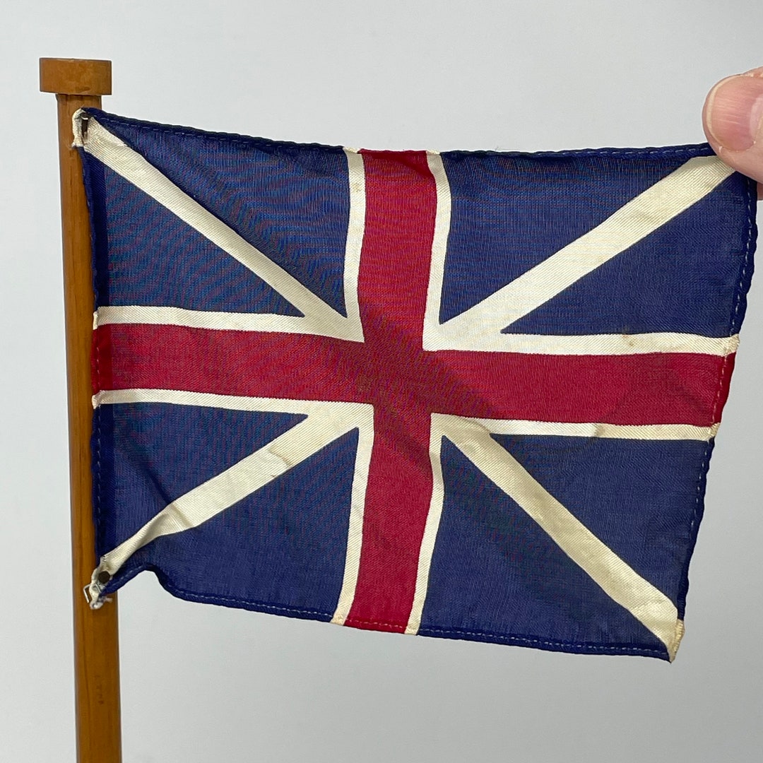 Vintage Desk Top British Flag W Stand, British Memorabilia, Vintage ...