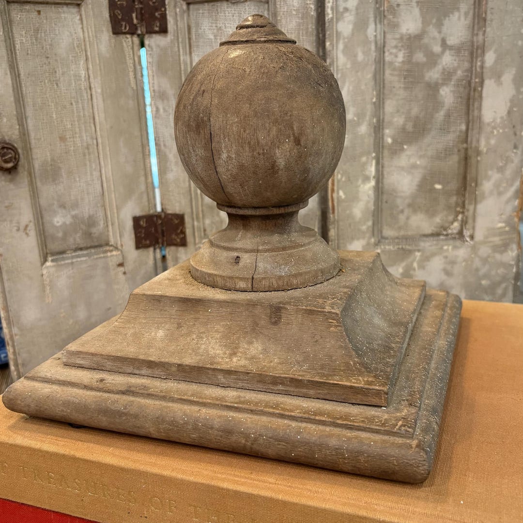 Antique Wood Newel Post, Antique Architectural Salvage, Ball Newel Post ...