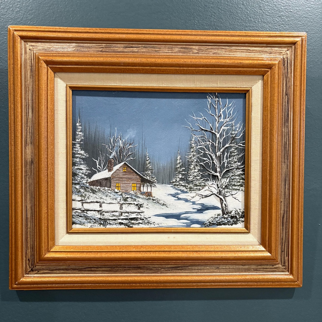 Signed Olga Farneth Winter Cabin Oil Painting: High Relief, Framed - Etsy