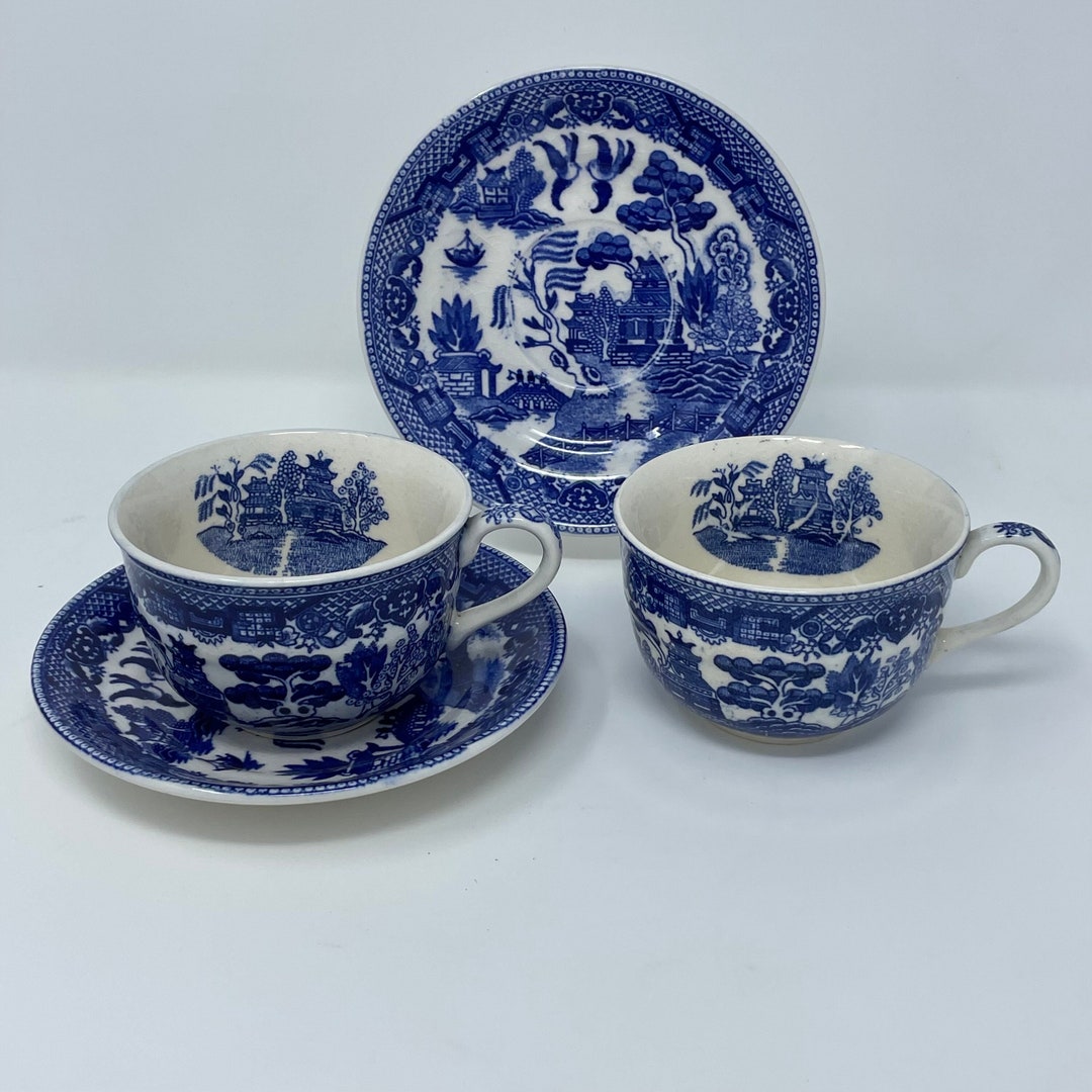 Vintage Japanese Blue Willow Cup and Saucer, Japanese Blue Willow, Blue Willow Cup and Saucer ...