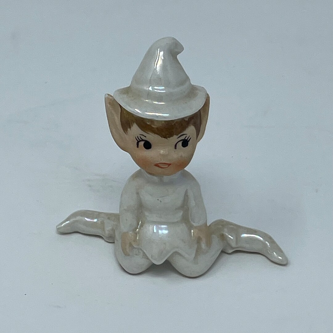Vintage Lefton Pixie, Lefton Elf, Lefton Fairy, Lefton Iridescent White ...