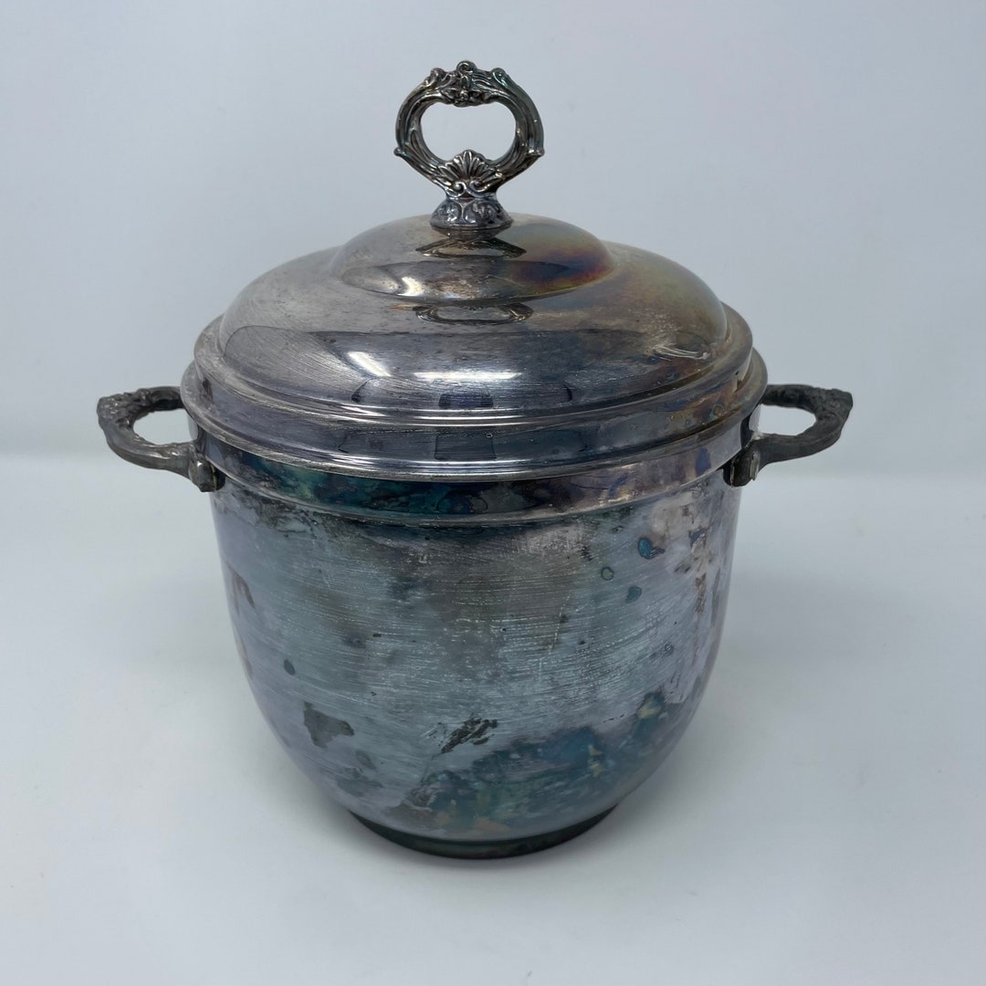 Vintage Sheridan Silver Plate Ice Bucket With Milk Glass Liner - Etsy