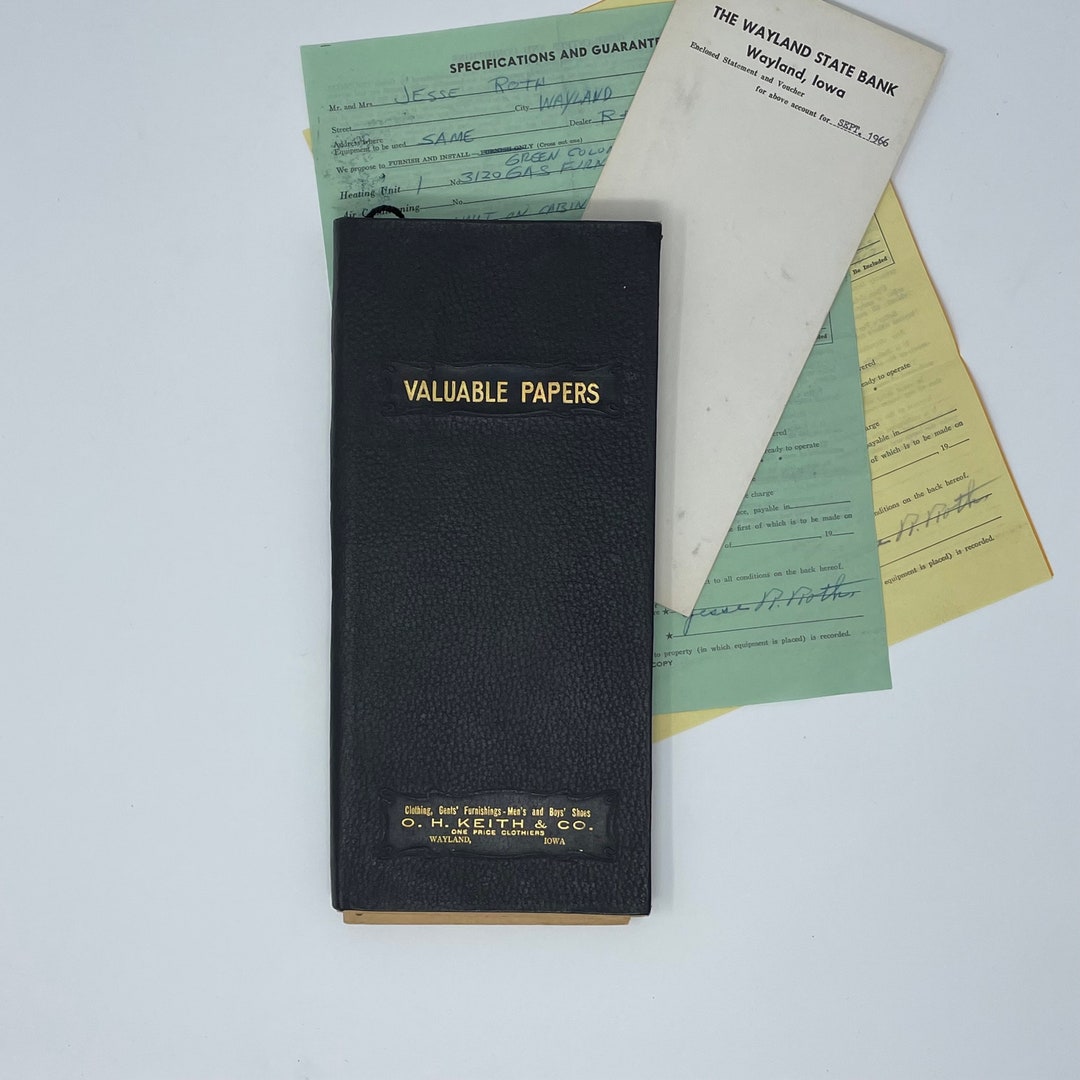 1940's Valuable Papers Black Leather Wallet, Vintage Leather Valuable ...