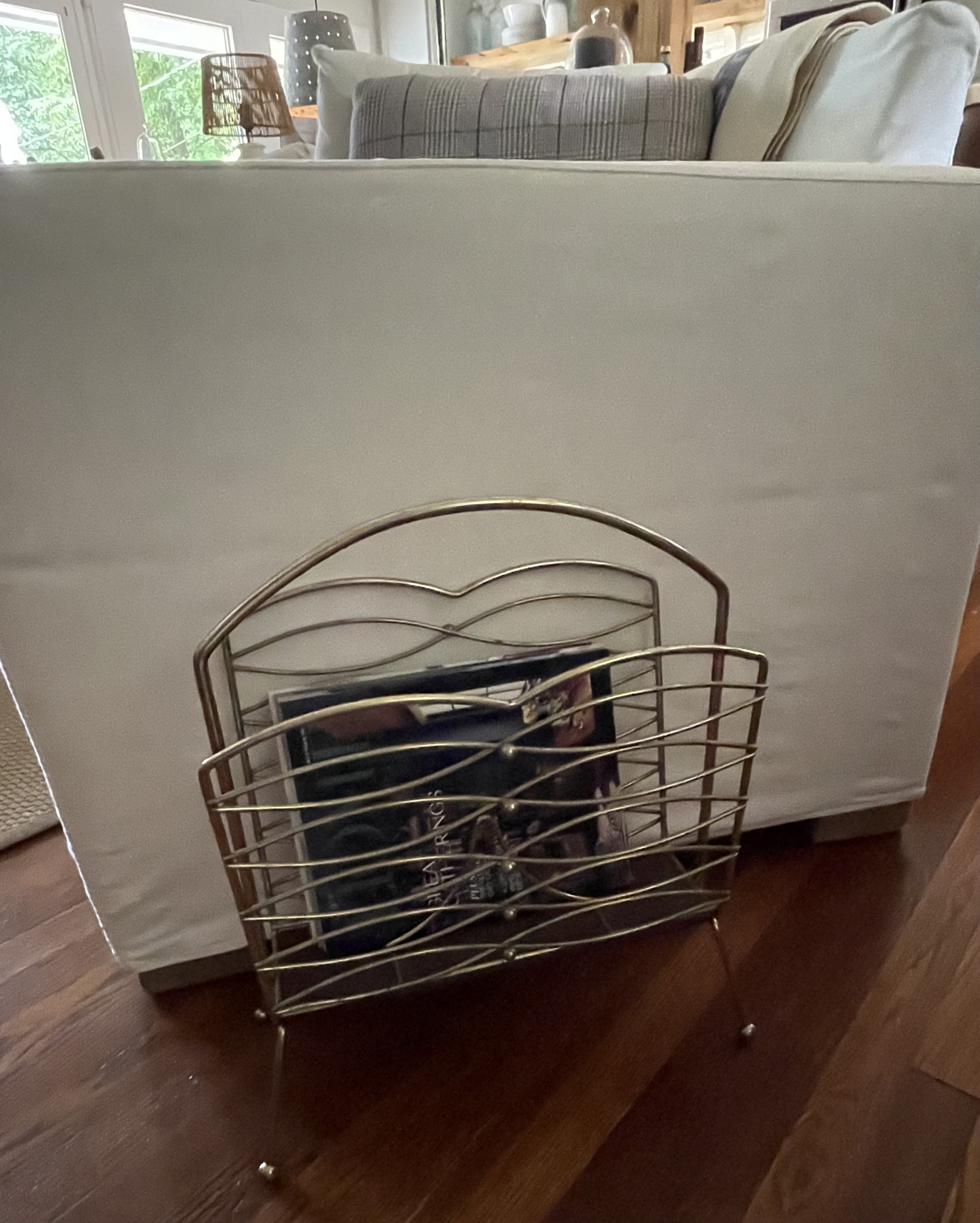 Magazine Rack Mid-century Modern Gold and Wood Grain, MCM Magazine Rack ...