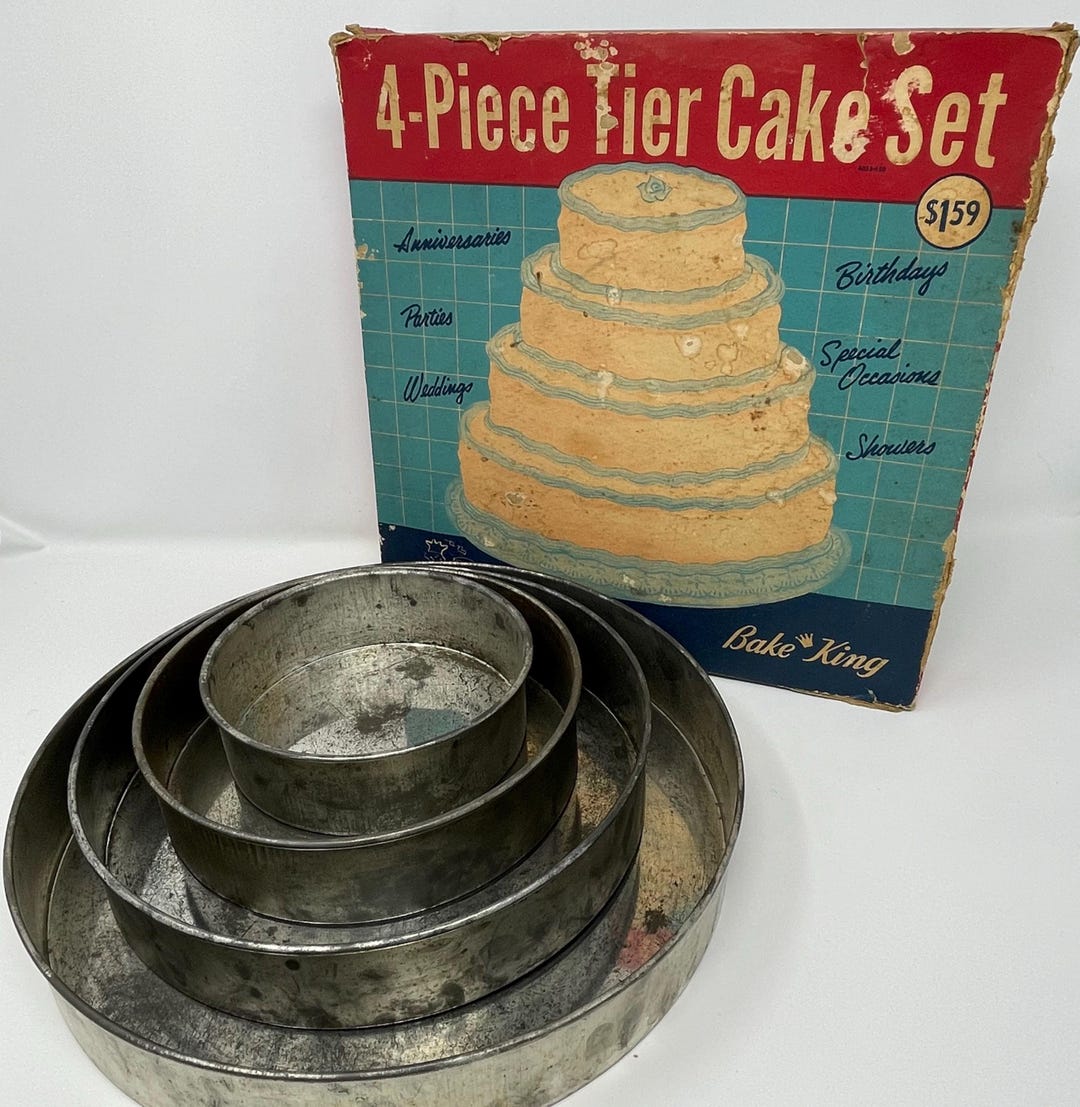 Bake King 4 Piece Tier Cake Pan Set, Vintage Cake Pans, Bake King Cake ...