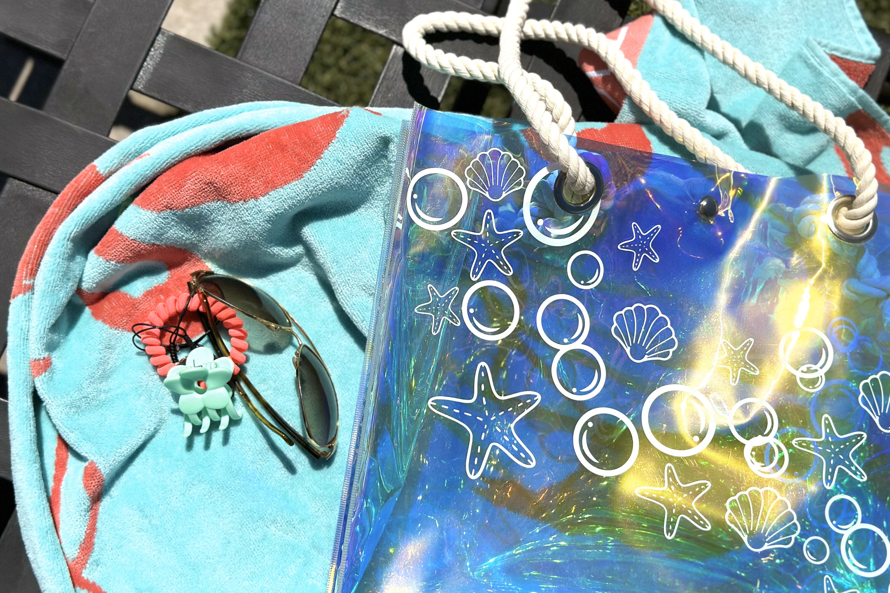 Beach Bag, Clear Tote Bag, Pool Tote Bag, Iridescent Tote Bag ...