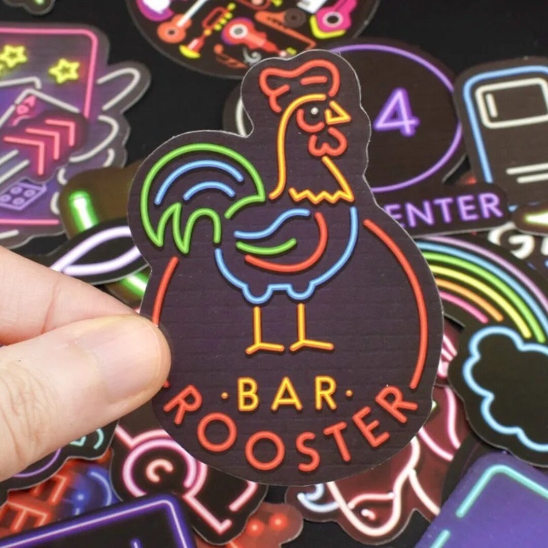 Neon Retro Stickers: Vibrant 90s Throwback Decals (10-piece) - Etsy