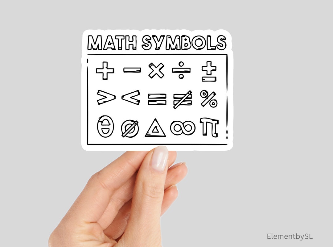Hand Drawn Math Symbols Sticker, Waterproof and Dishwasher Safe Vinyl ...