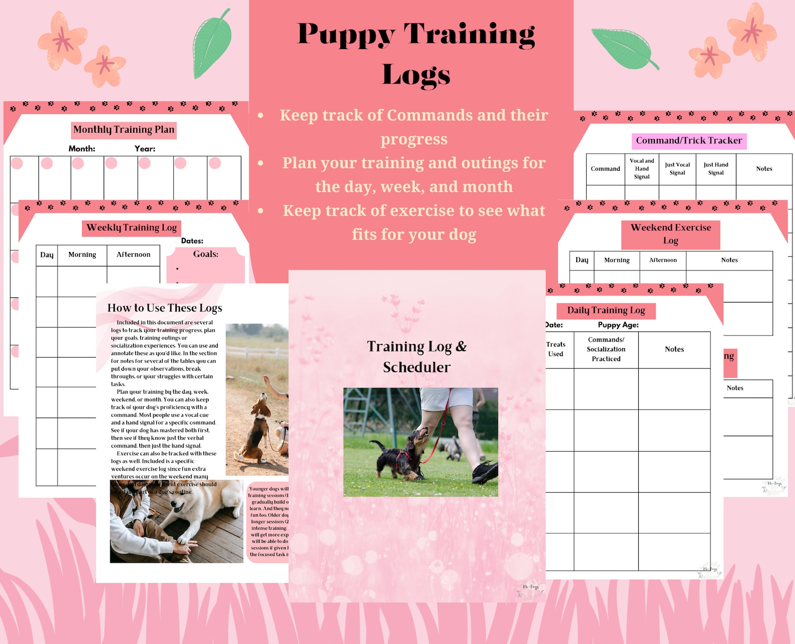 Pink Training Log | Puppy Socialization Checklist | Puppy Training ...
