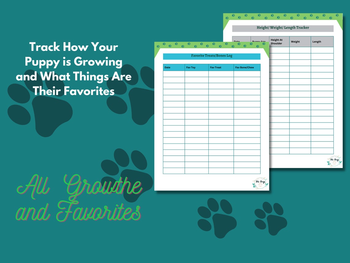 Puppy Potty Log | Printable Puppy Care Logs | Printable Puppy Planner ...