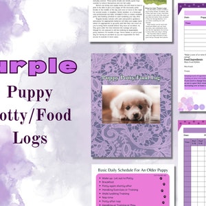 Purple Puppy Care Logs | Digital Puppy Care Planner | Printable Puppy ...