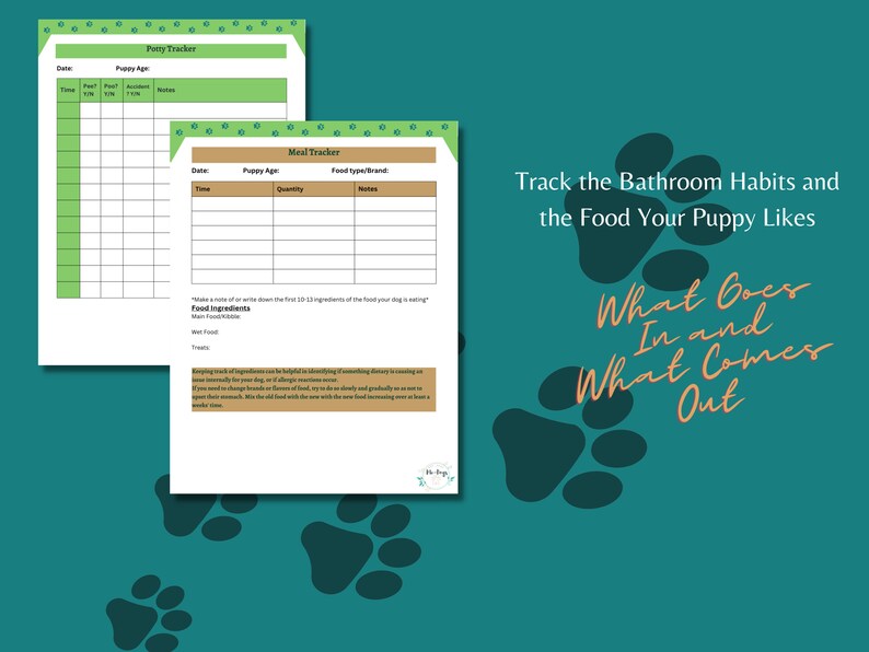 Puppy Potty Log | Printable Puppy Care Logs | Printable Puppy Planner ...