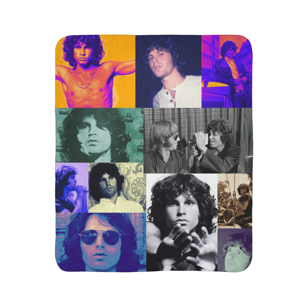 Jim Morrison Photo Collage Fleece Sherpa Blanket, Classic Rock Decor ...
