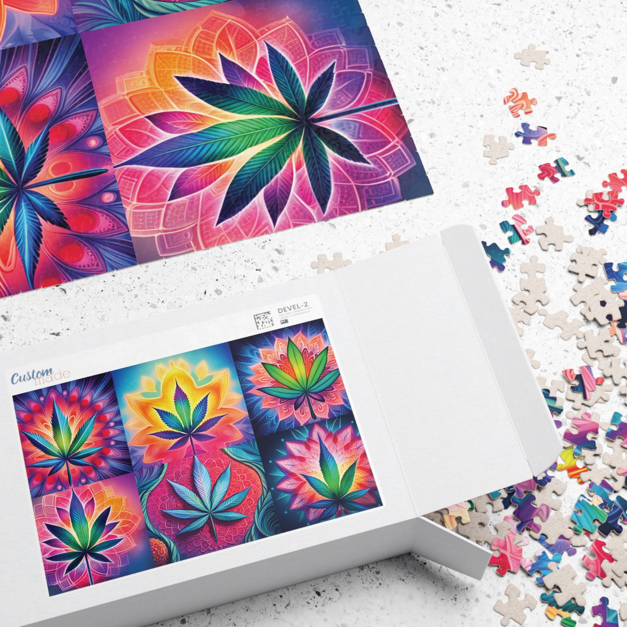 Psychedelic Cannabis Leaf Puzzle, Stoner Weed Puzzle, Trippy Pot Puzzle ...