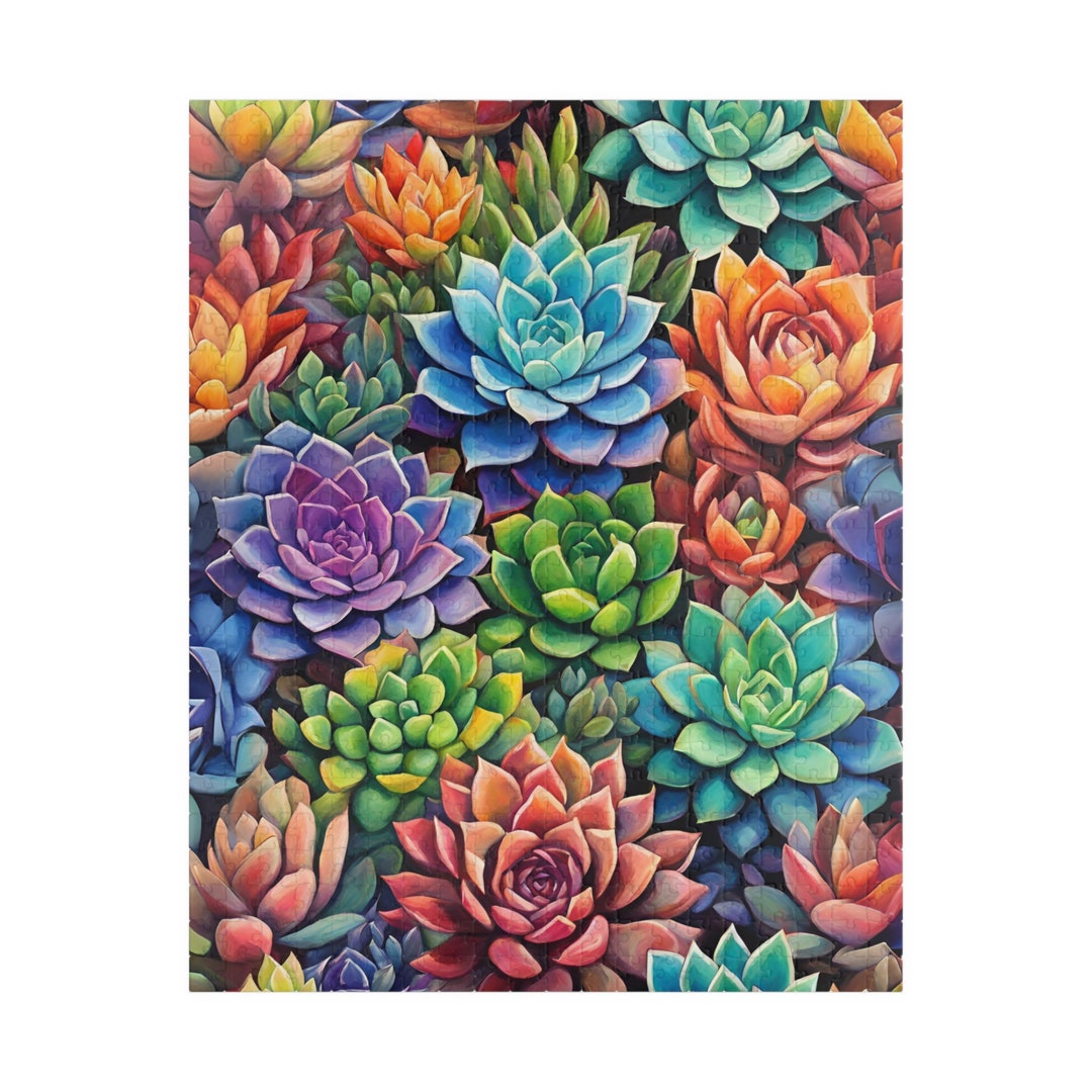 Rainbow Succulents Adult Jigsaw Puzzle ( 252, 520, or 1014-piece) Plant ...