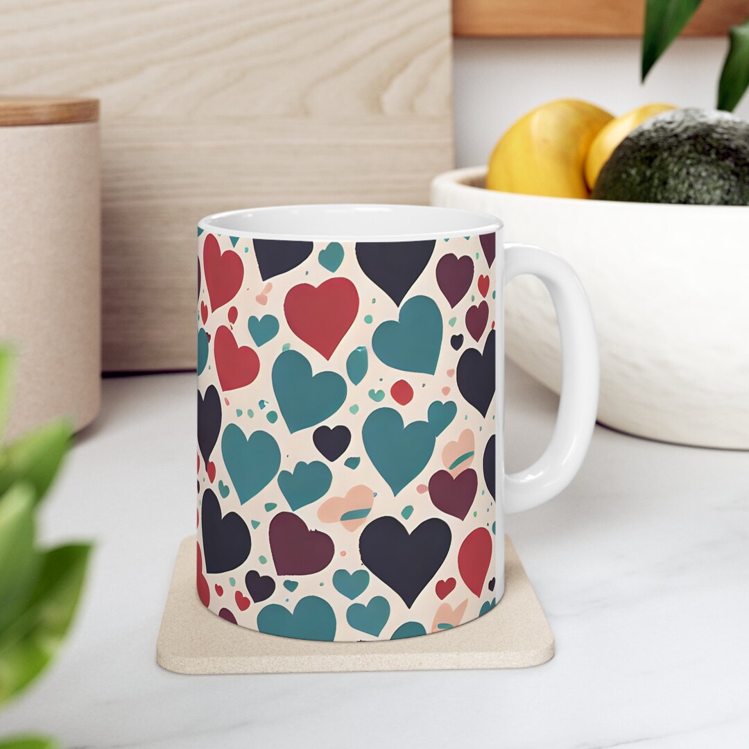 Adorable Valentines Day Heart Mug, Valentines Day Heart Coffee Cup ...