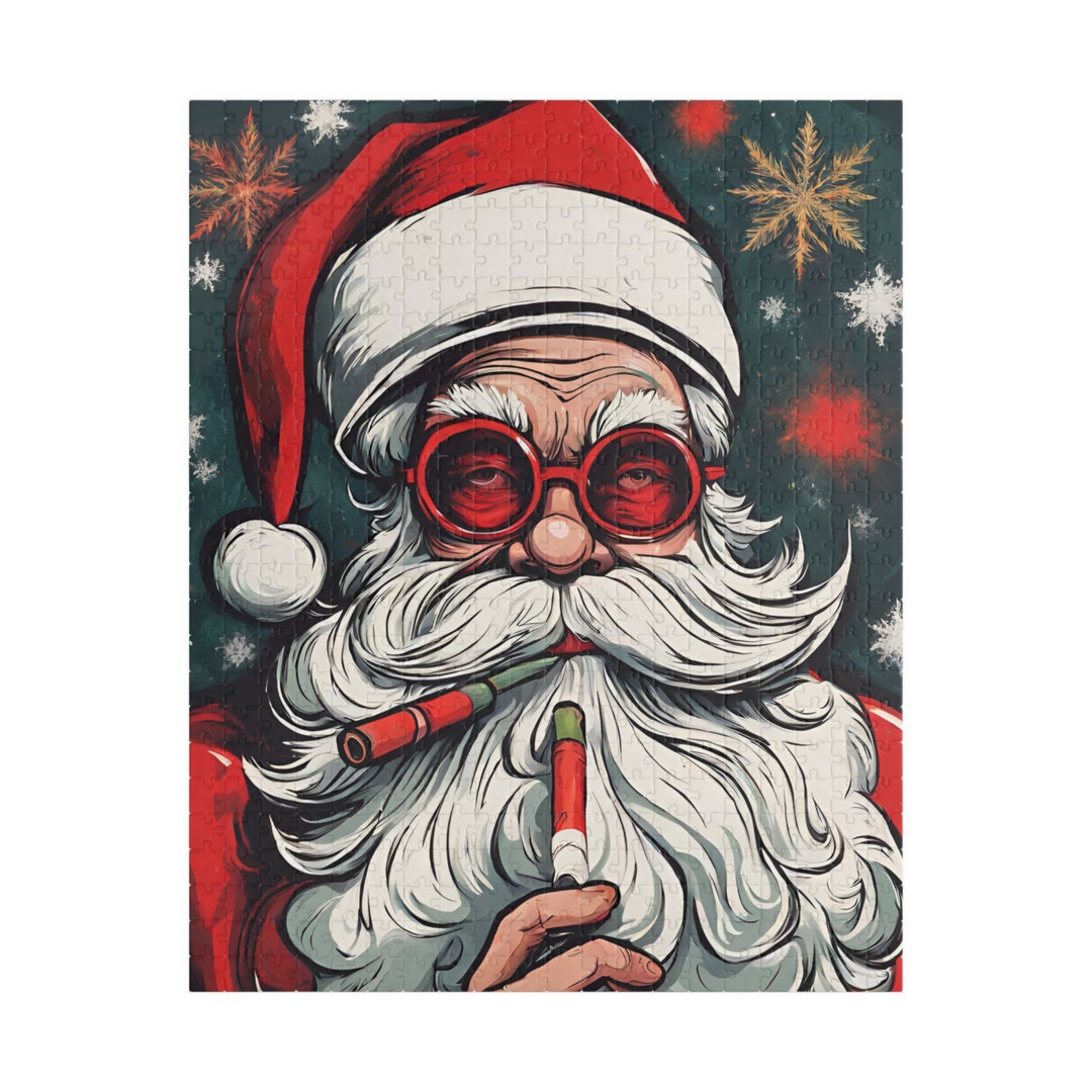 Stoner Christmas Puzzle, Santa Smoking Weed Christmas Puzzle, 420 ...