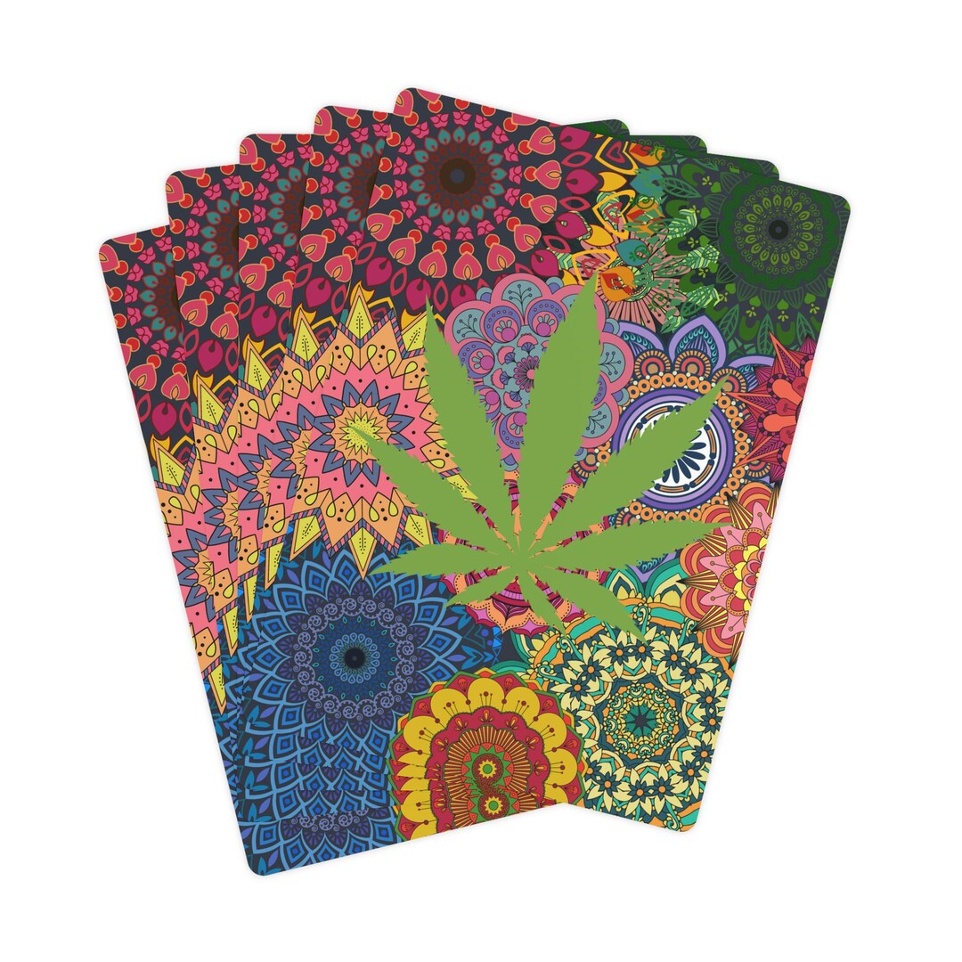 Poker Cards, Trippy Pot Leaf Mandala Design Deck, Playing Cards, Card ...
