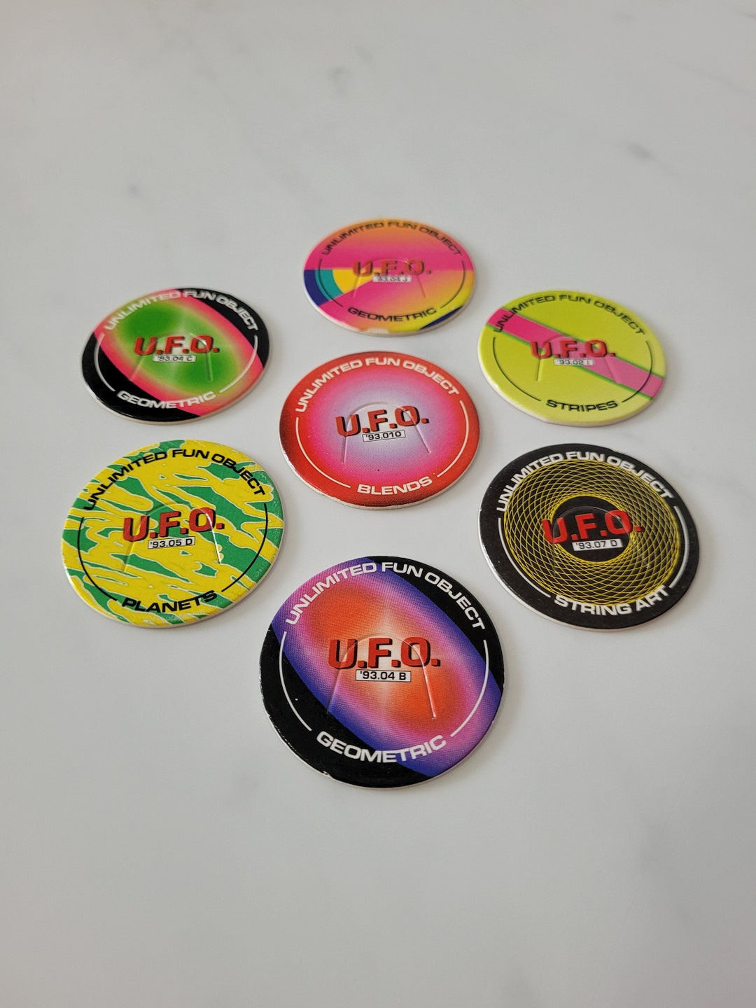 POGS Set of 7 Vintage 1990's UFO Brand Pogs 90's Retro Trend Game ...