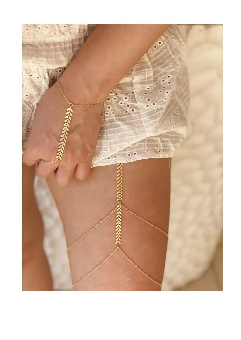 Hand Chain and Leg Jewelry, Gold Plated Body Jewelry, Bikini Body ...