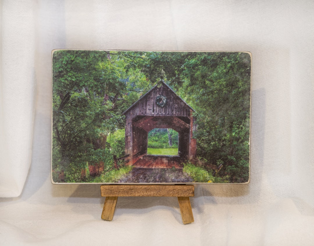 Vermont Covered Bridge in the Summer in a Field of Green Trees - Etsy