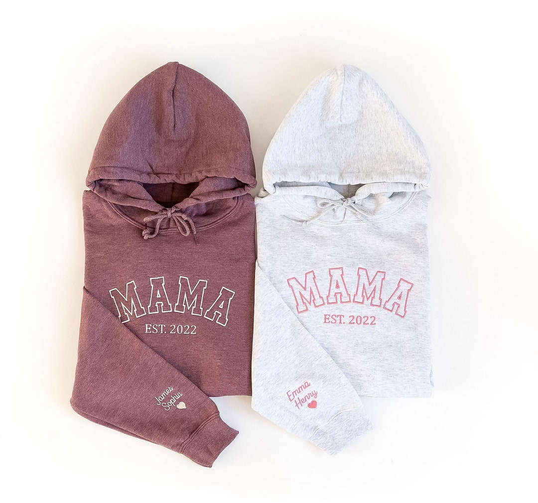 Custom Embroidered Mama Hoodie, Personalized Mama Hoodie With Names on ...