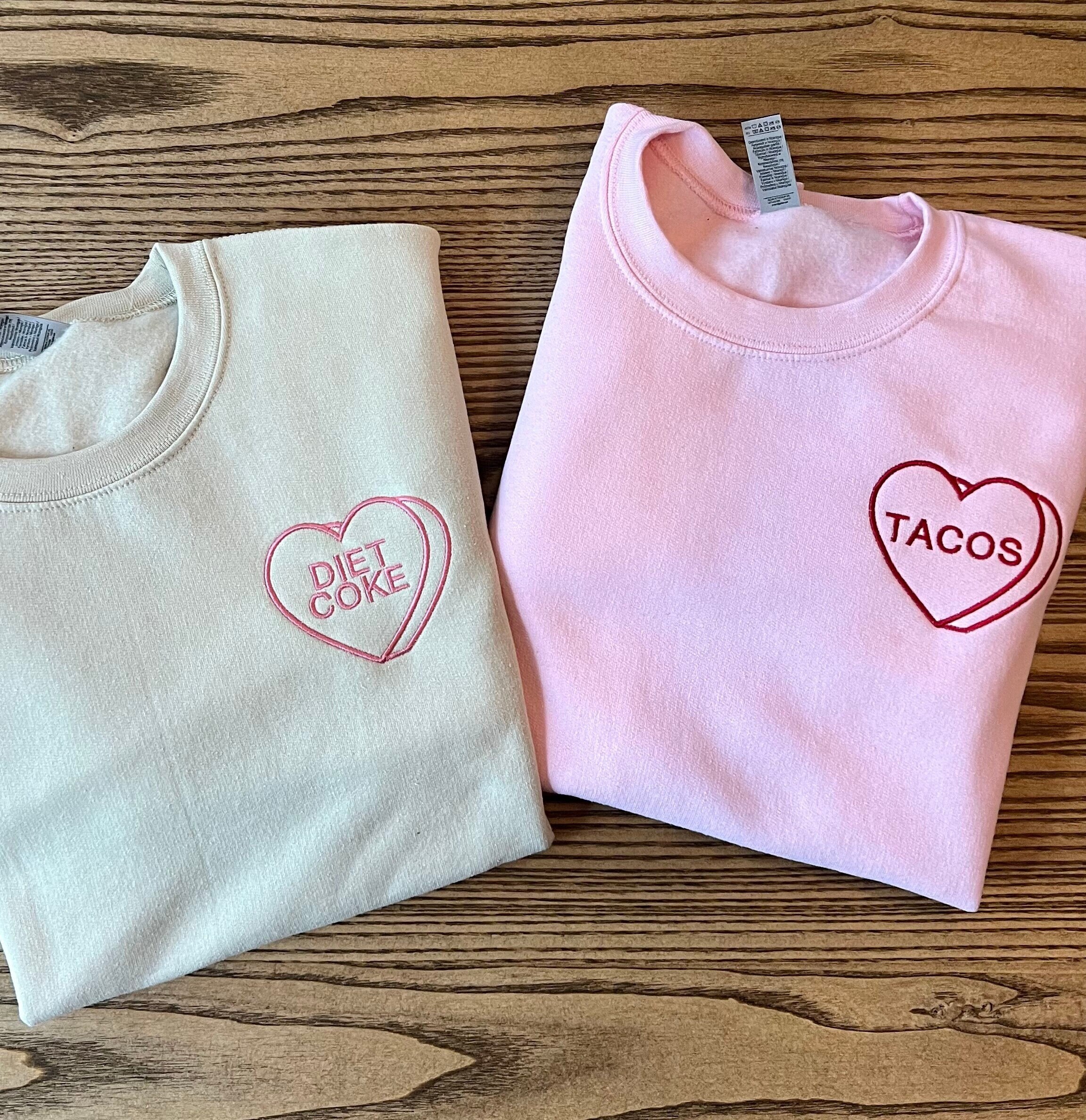 Custom Embroidered Valentine Sweatshirt With Personalized Candy Hearts ...