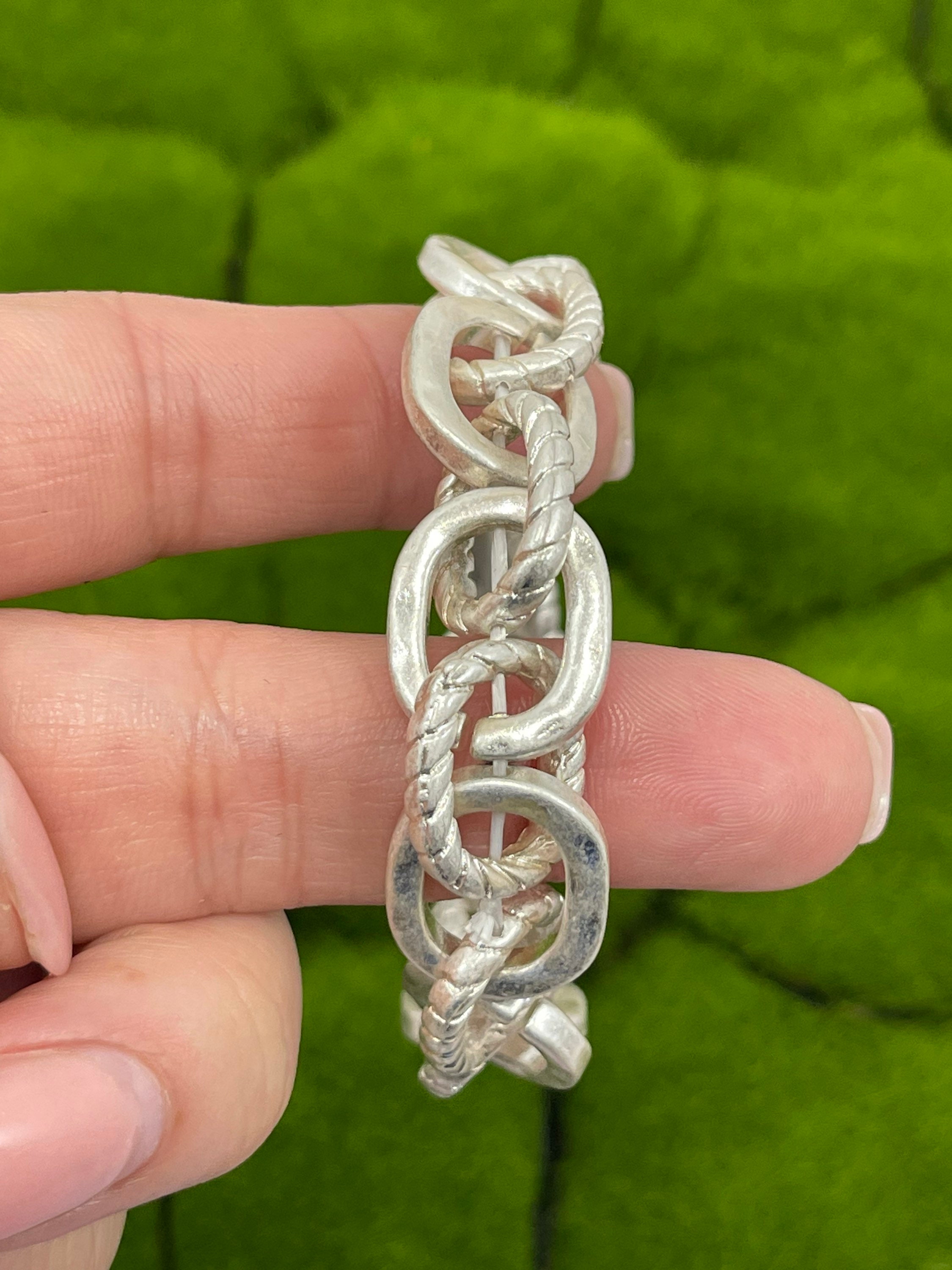 Chunky Cable Link Bracelet Cable Link Bracelet Chunky Bracelet Stretchy Statement Jewelry for ...