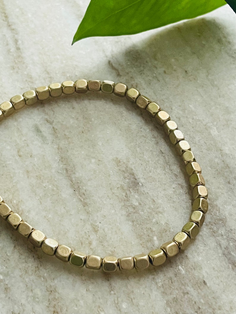 Custom Beaded Bracelet Gold Metal Cube Bracelet Turquoise Bracelet for ...