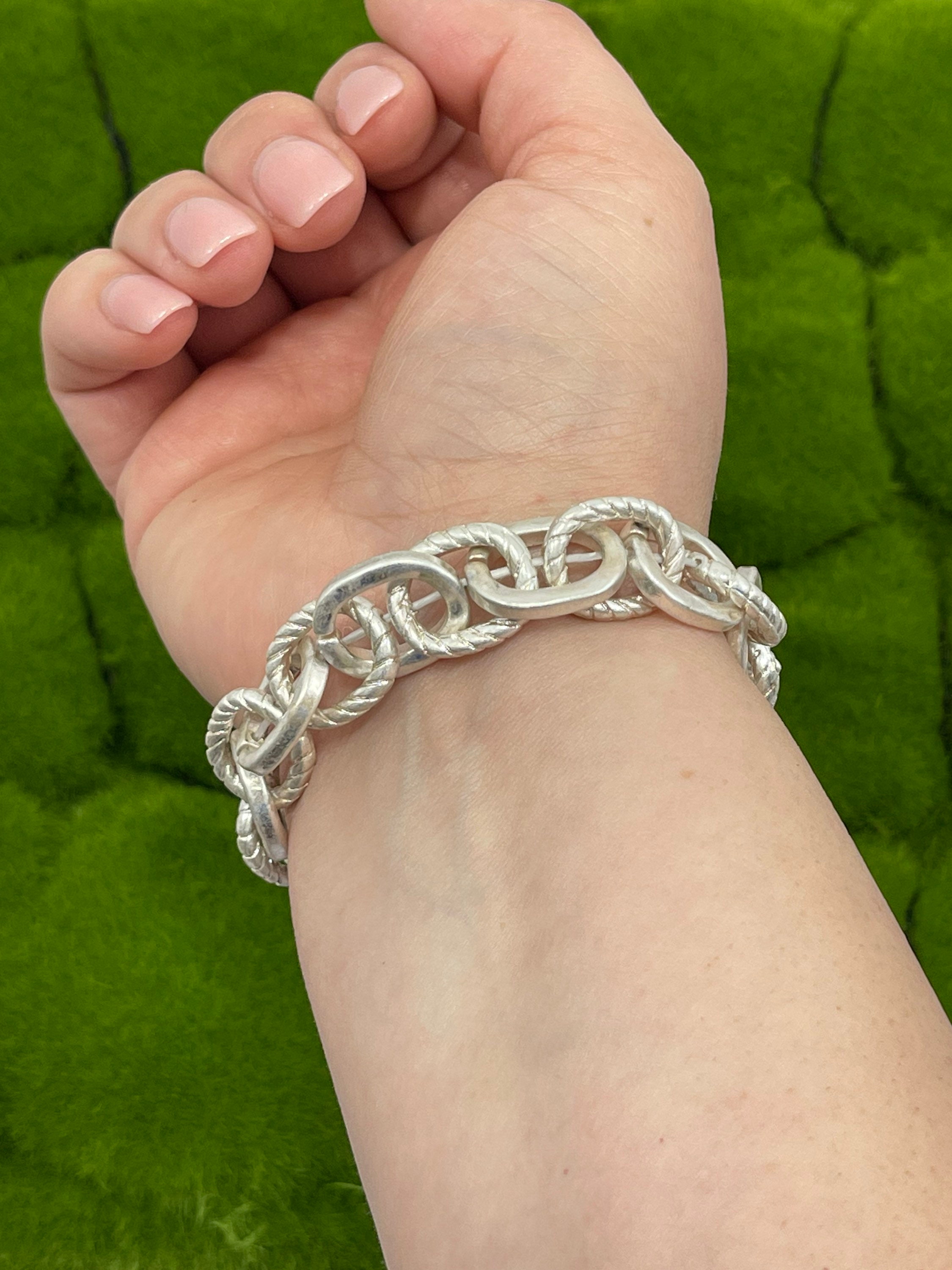 Chunky Cable Link Bracelet Cable Link Bracelet Chunky Bracelet Stretchy Statement Jewelry for ...