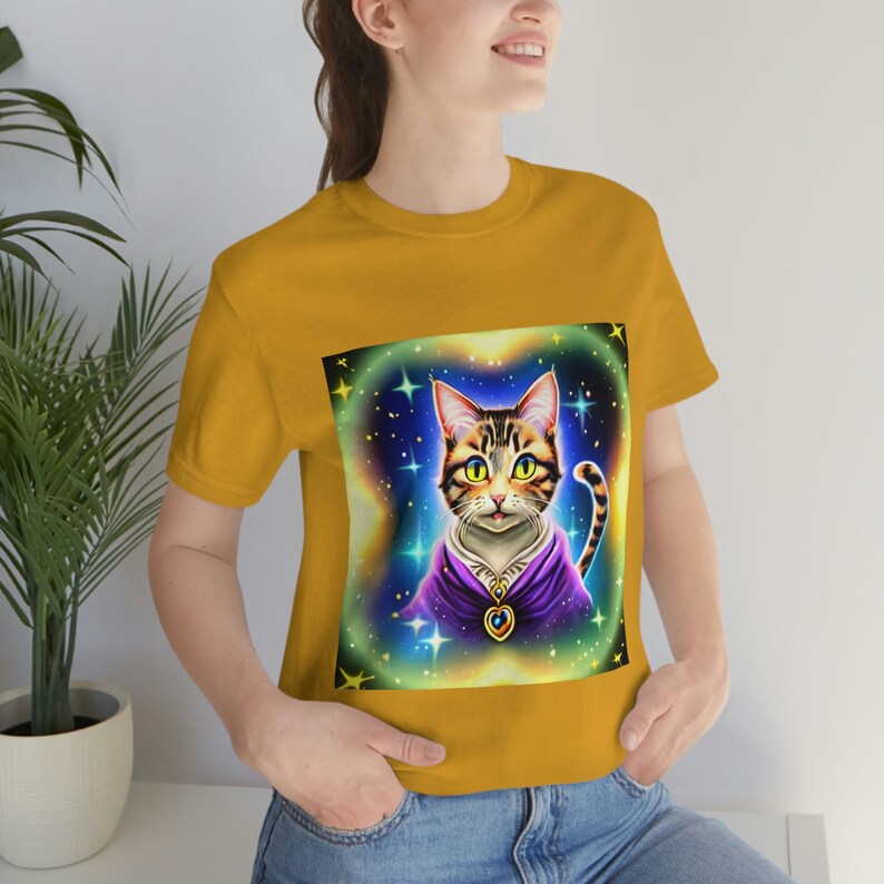 Magic Tabby Cat in Space Graphic Tee T-shirt - Etsy