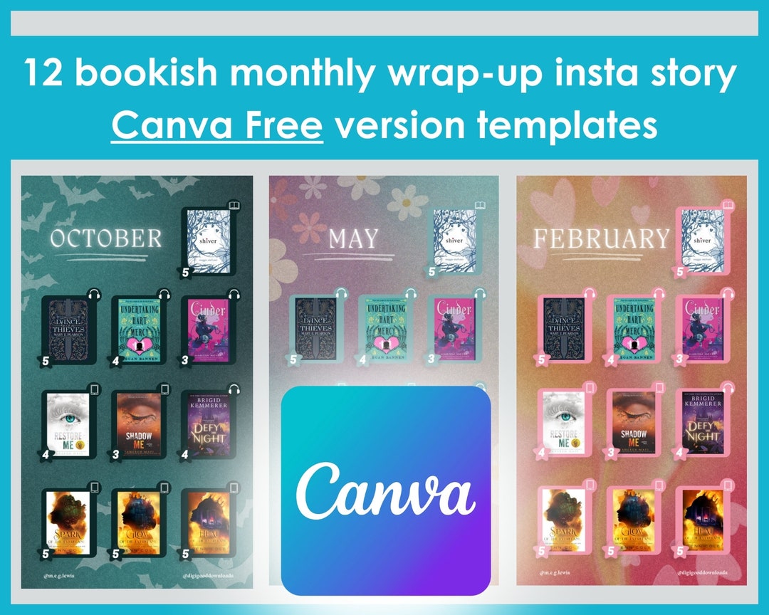 Bookish Instagram Story Monthly Wrap up Canva Templates - Etsy