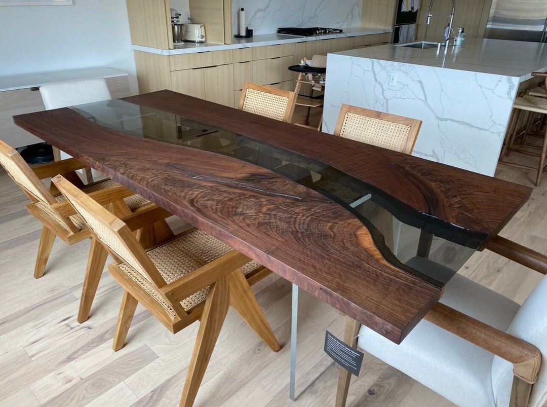 Walnut Glass River Table - Etsy