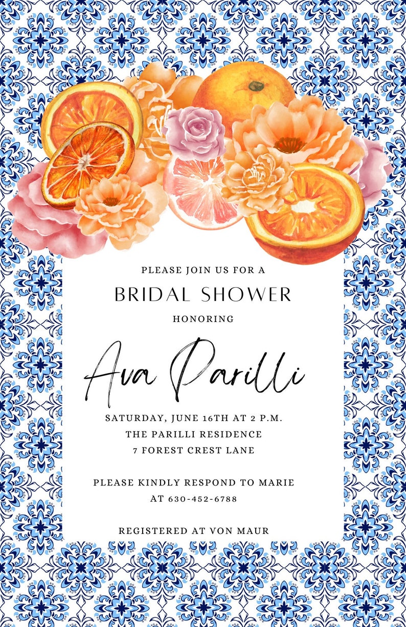 Italian Tile Wedding Shower Customizable Invitation - Etsy
