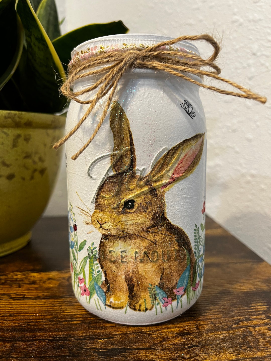 Rabbit Mason Jar - Etsy